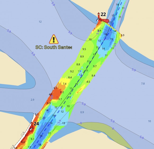 SC: South Santee River, shoaling and strong current, MM 420 located in ...