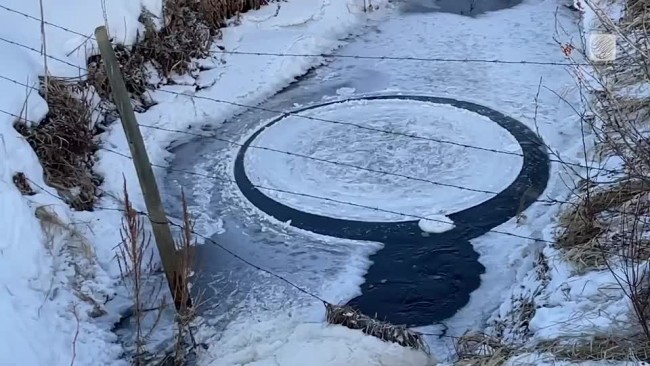 VIDEO: Mesmerizing 'satellite' ice disc captured on Alberta waterway ...