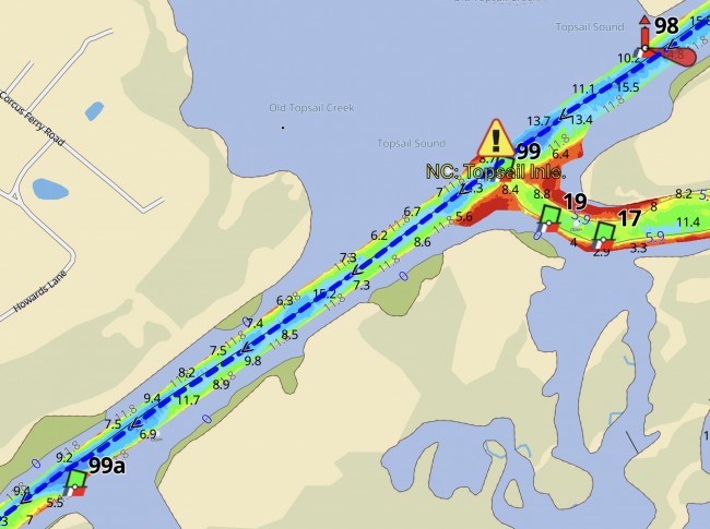 NC: Topsail Inlet shoaling by G99A, MM270 located in | Waterway Guide ...